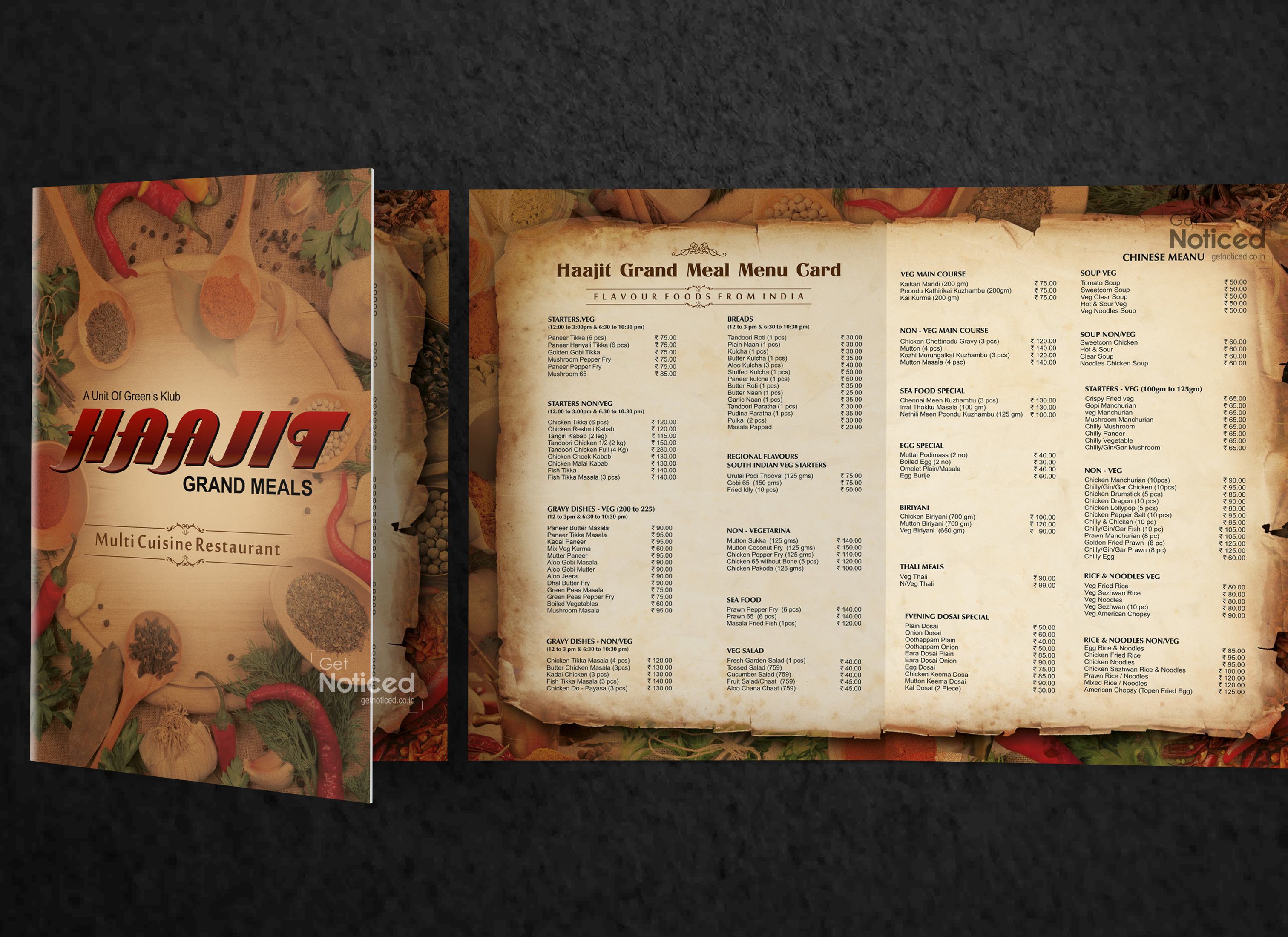 Haajit Food Menu Card Design | Getnoticed.co.in